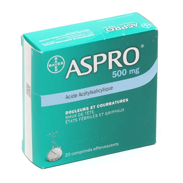 Aspro 500 mg effervescent - Aspirine - Antalgique et antipyrétique