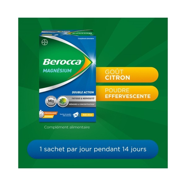 Berocca magnésium sachet effervescent - Fatigue, mémoire - Rhodiole