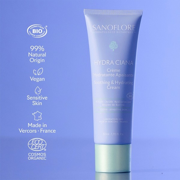Sanoflore Hydra Ciana Crème Hydratante Apaisante bio - Peaux réactives