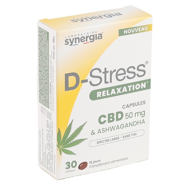 D Stress Capsules CBD 50 mg Synergia - Sommeil et Relaxation sans THC