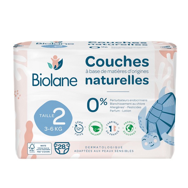 Couche Biolane bébé Ecoresponsable et anti fuite pendant 12h