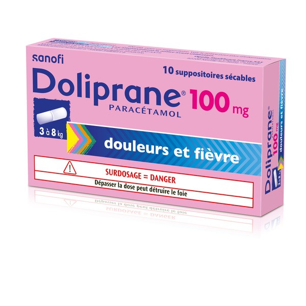 Doliprane suppositoire bébé - Suppo 100 mg paracétamol - Fièvre et douleur