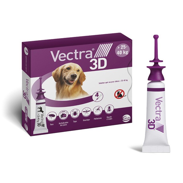 Vectra 3D Pipettes anti puces chien - Puces, tiques, insectes volants