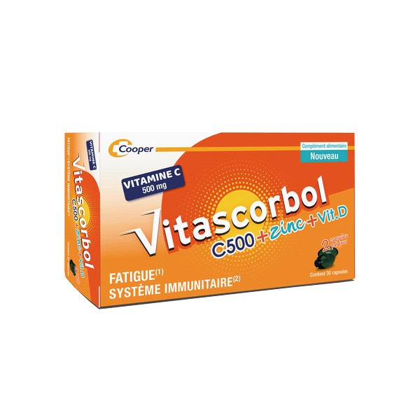 Vitascorbol Vit C 500 + Zinc + Vit D capsule - Système immunitaire