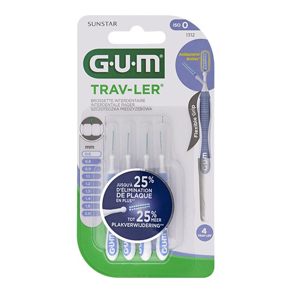 Gum brossette interdentaire cylindrique Trav-ler - Plaque dentaire
