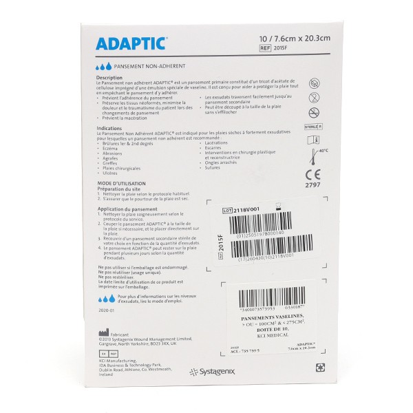 Adaptic Pansement gras non adhérent à base de vaseline - Plaie, brulures