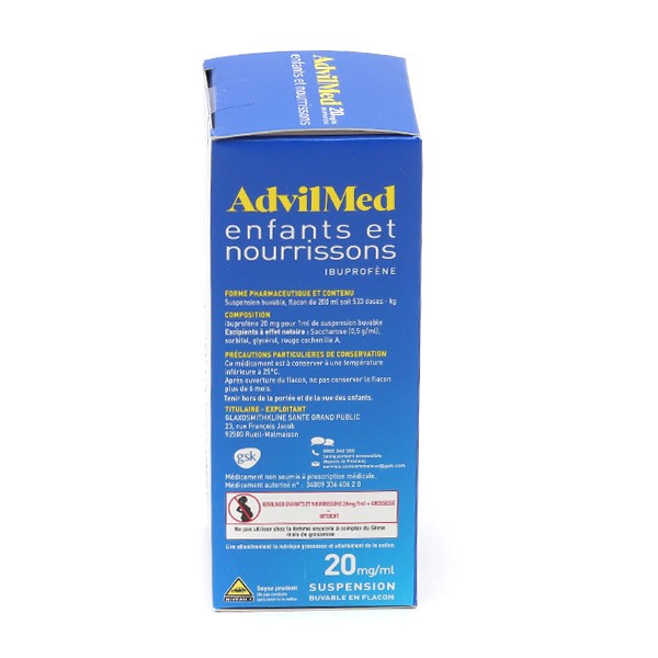 Sirop Advil enfant et bébé - Ibuprofène pédiatrique - Douleur et fièvre