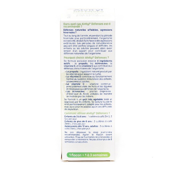 Alvityl Défenses sirop pour le système immunitaire - Plantes et vit D