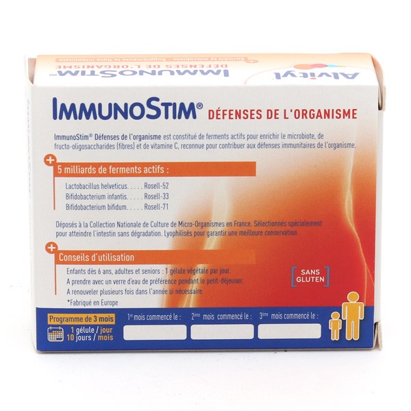 Immunostim défenses 30 gélules - Probiotiques et vitamine C - Immunité