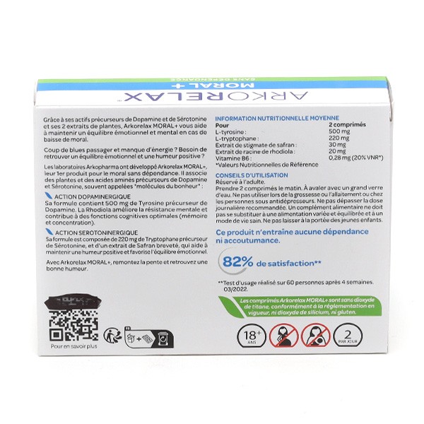 Arkorelax Moral+ 30 comprimés - Bonne humeur - Dopamine, sérotonine