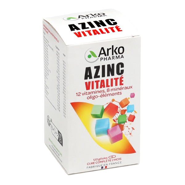 Azinc vitalité Arkopharma : 12 Vitamines 8 minéraux - Multivitamines