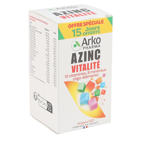 Azinc vitalité Arkopharma : 12 Vitamines 8 minéraux - Multivitamines