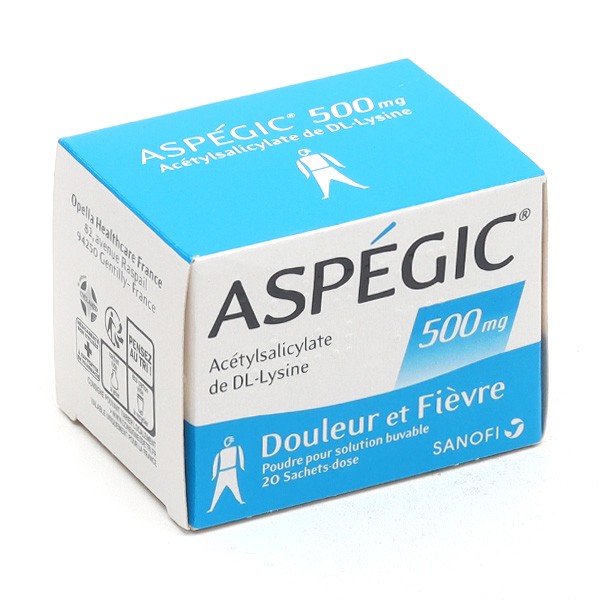 Aspégic 500 mg sachets poudre Aspirine pour soulager douleur et fièvre