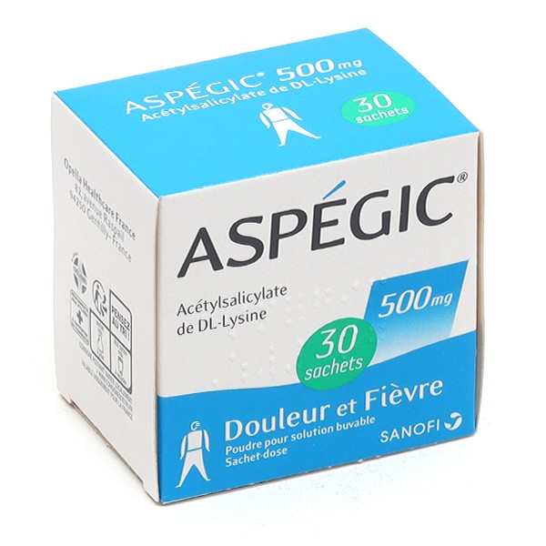 Aspégic 500 mg sachets poudre Aspirine pour soulager douleur et fièvre