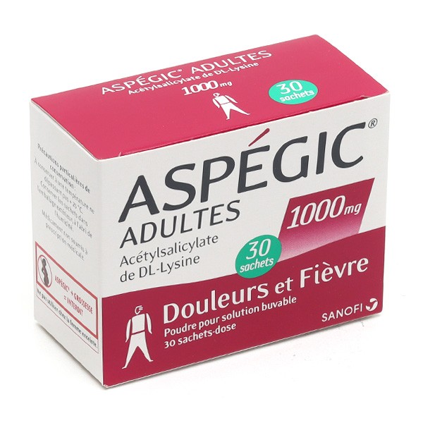 Aspégic 1000 Adulte sachet - Aspirine 1g - Douleurs et fièvre