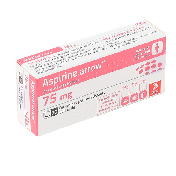Aspirine Arrow 75 mg comprimé gastro résistant - Antiagrégant plaquettaire