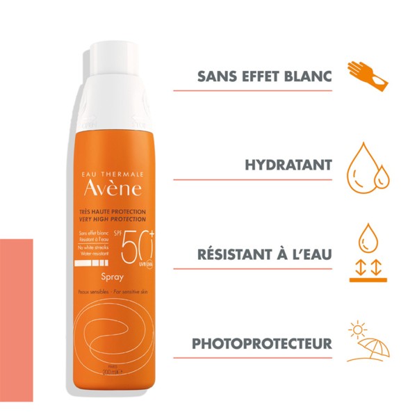 Avène spray protection solaire SPF 50+ Visage et corps - Peau sensible