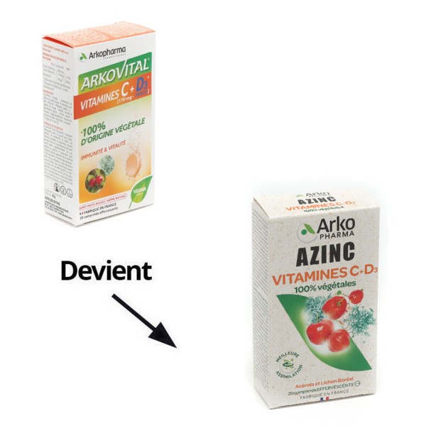 Azinc Vitamines C + D3 effervescent - Immunité et Vitalité - Vegan