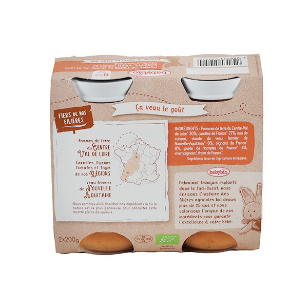 Babybio Petits Pots bébé pomme de terre carotte veau - Sans gluten