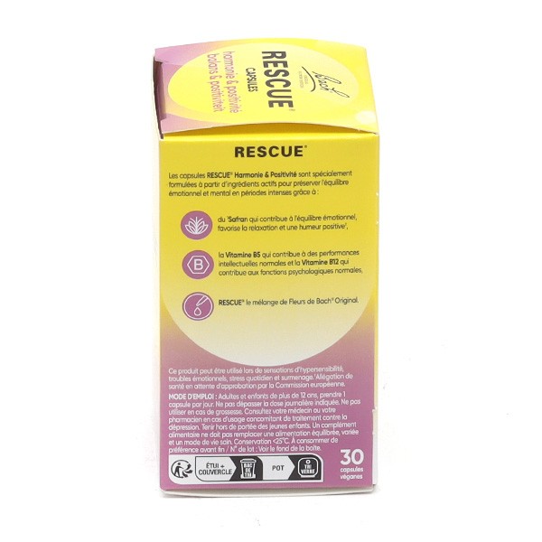 Fleurs de Bach Rescue Capsules Harmonie et Positivité | Humeur positive