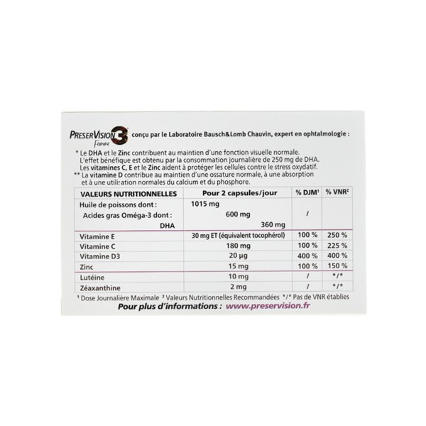 PreserVision 3 Femme - Complément alimentaire pour les yeux et les os