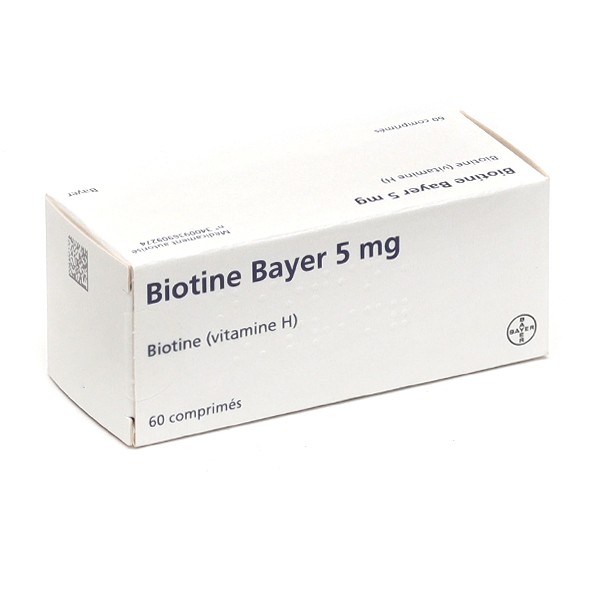 Biotine 5 mg comprimés Bayer contre la perte de cheveux