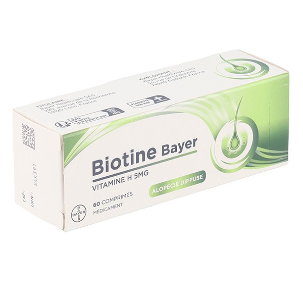 Biotine 5 mg comprimés Bayer contre la perte de cheveux