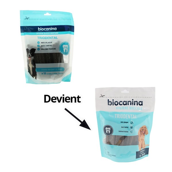 Biocanina Triodental chiens - Hygiène dentaire - Lamelles à mâcher