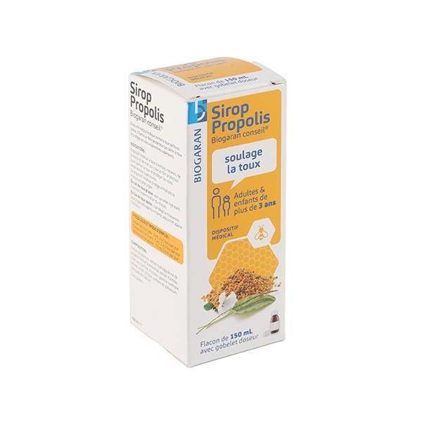 Biogaran Sirop Propolis - Soulage la toux sèche ou grasse - Dès 3 ans