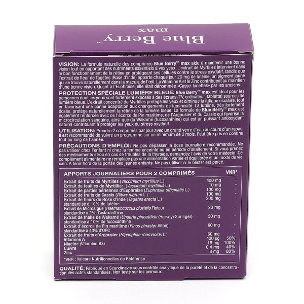 Comprimés Blue Berry Max comprimé pour les yeux - Vision et lumière bleue
