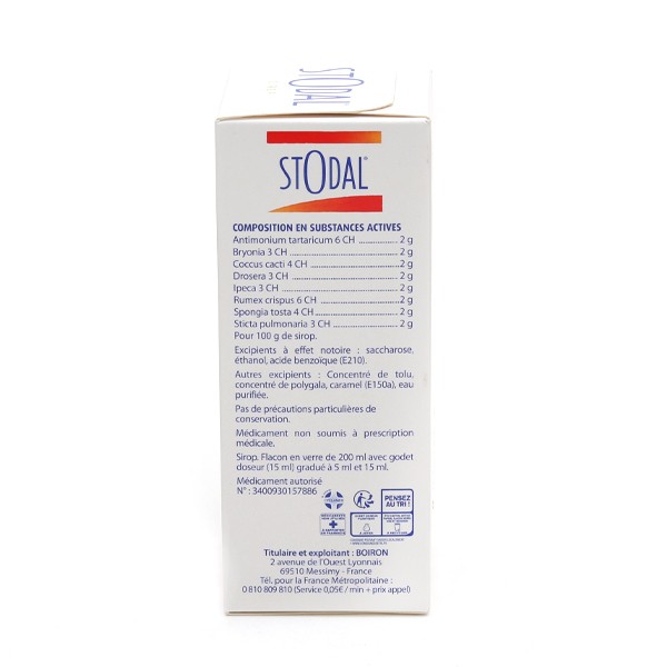 Stodal sirop calme la toux 200 ml - Boiron, homéopathie
