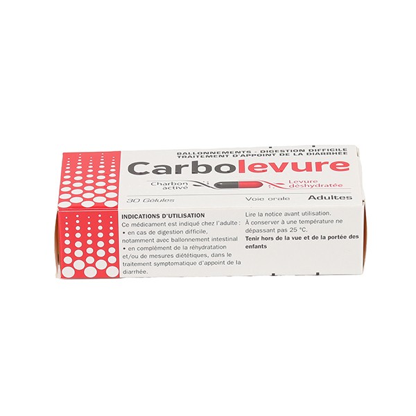 Carbolevure Adulte - Médicament anti ballonnement - Charbon pour les gaz