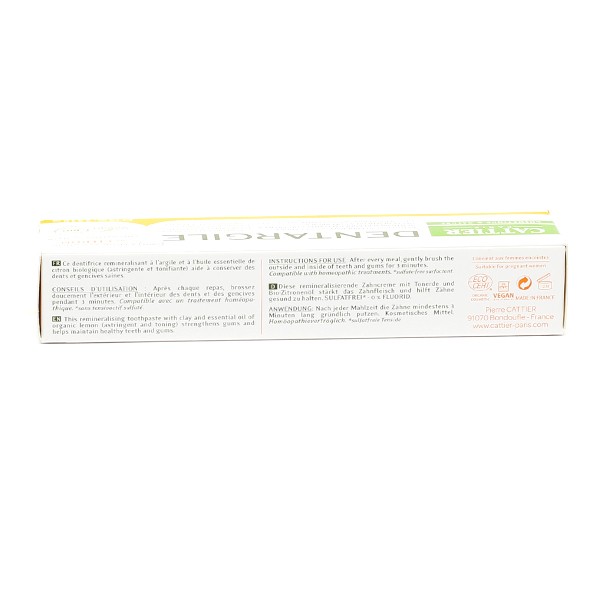 Dentifrice Cattier Dentargile reminéralisant bio vegan sans fluor