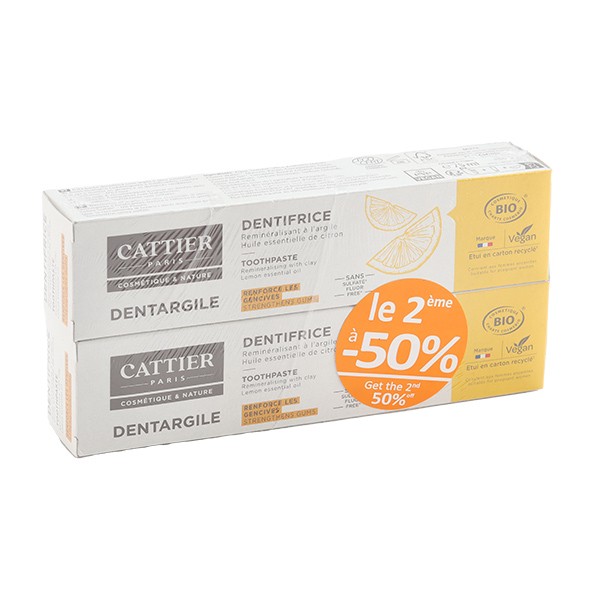 Dentifrice Cattier Dentargile reminéralisant bio vegan sans fluor