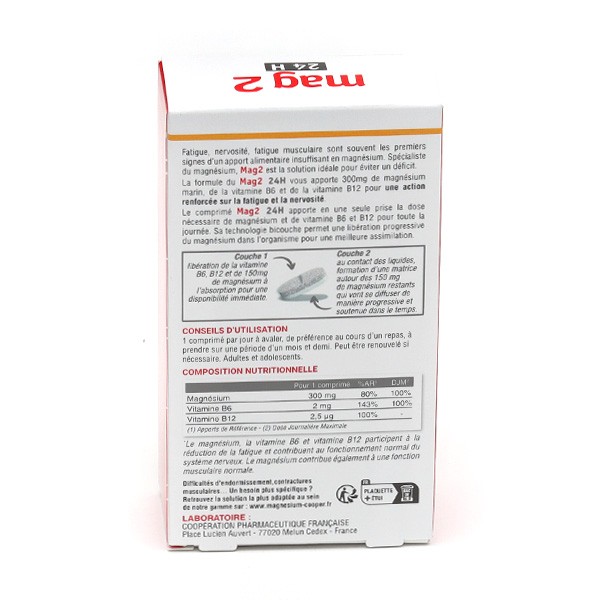 MAG 2 24h : Magnésium marin et vit B6 et B12 - Fatigue et nervosité