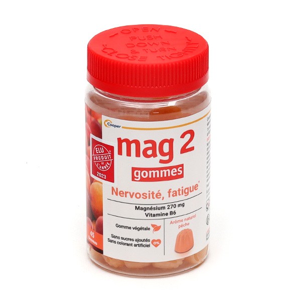 Mag 2 Gommes Nervosité Fatigue - Magnésium et Vitamine B6