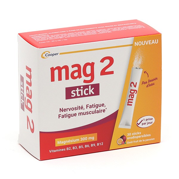 Mag 2 Stick - Magnésium 300 mg - Nervosité, Fatigue et crampes