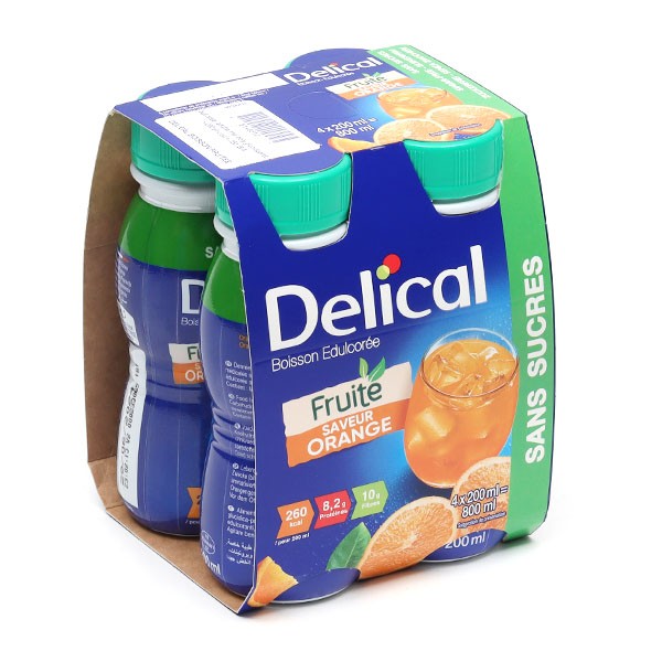 Delical Boisson sans sucre Orange - Dénutrition - Diabète