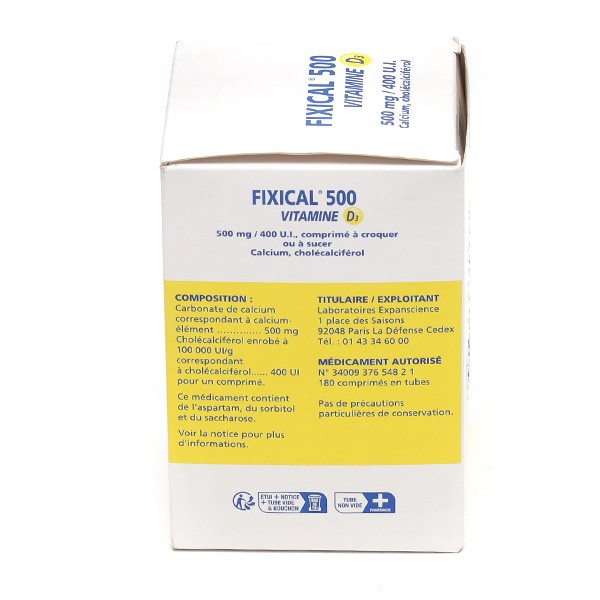 Fixical 500 Vitamine D3 comprimés - Carence en calcium - Ostéoporose