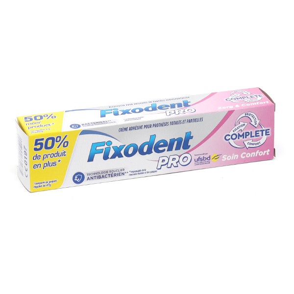 Fixodent pro soin confort pour prothese dentaire - Crème adhésive