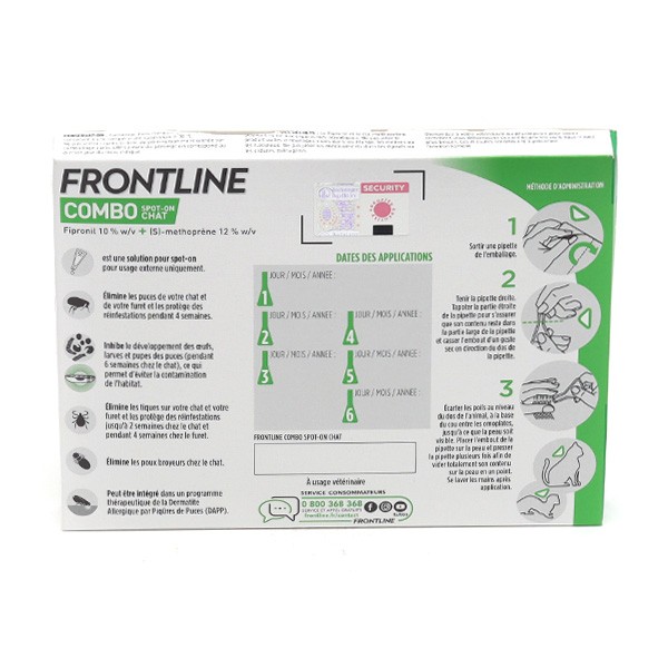Frontline Combo Spot On - Pipette anti puce et tique - Chat, furet