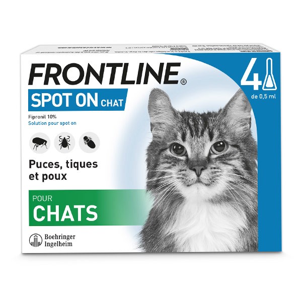 Frontline Spot on pour chat pipette anti puce, tique et poux - Fipronil