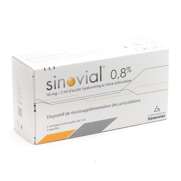 Sinovial 0,8% d'acide hyaluronique en seringue - Viscosupplémentation