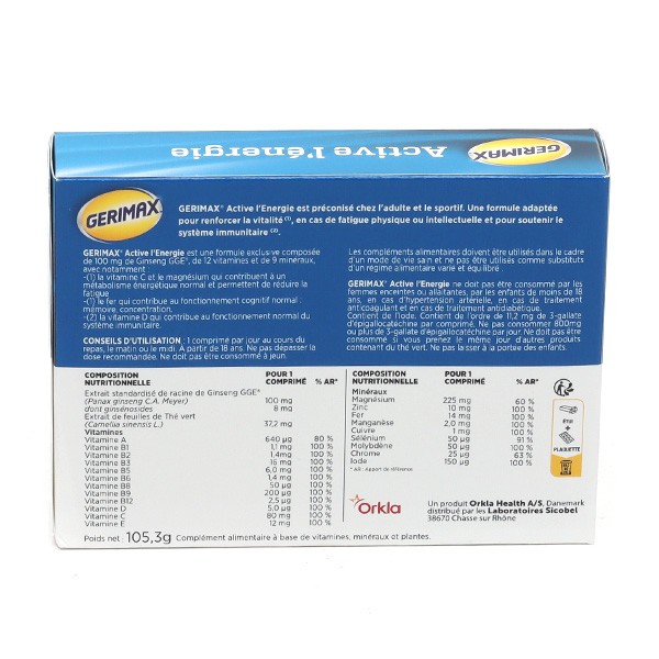 Gerimax Active énergie - Vitamines et ginseng - Lutter contre la fatigue