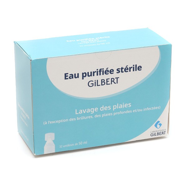 Gilbert Eau purifiée stérile unidoses - Lavage des plaies - Pharmacie