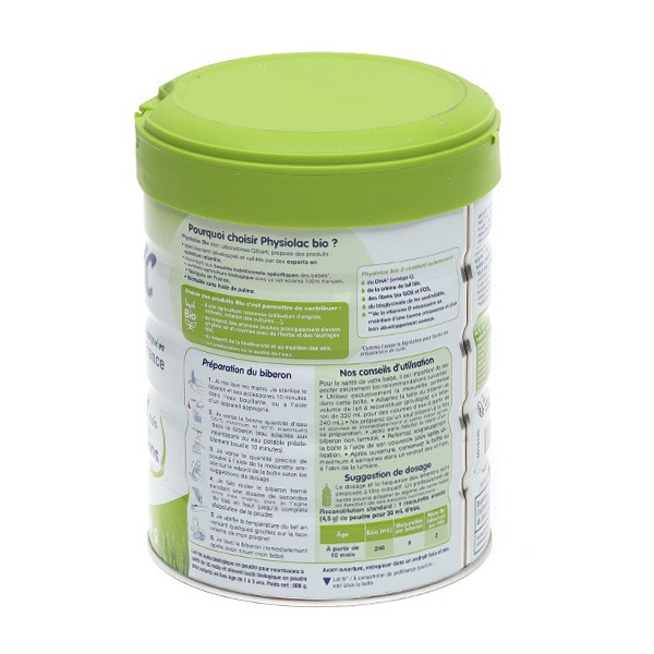 Physiolac Bio Lait de croissance 3e âge - Bébé de 10 mois à 3 ans