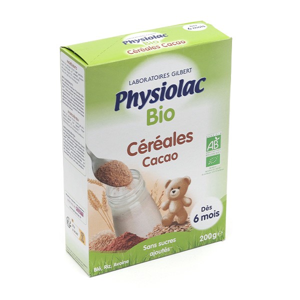 Physiolac Bio céréales Cacao en poudre - Alimentation Bébé dès 6 mois
