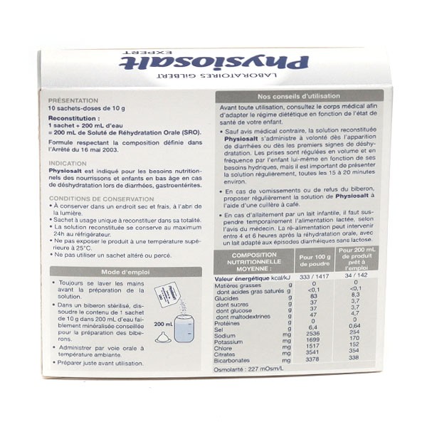 Physiosalt solution de réhydratation orale pour bébé - SRO