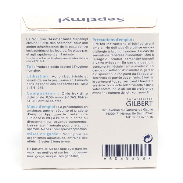 Septimyl solution désinfectante unidoses colorées - Antiseptique