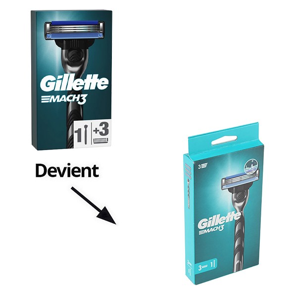 Gillette Rasoir Mach3 avec 3 têtes de rechange - Confort et précision